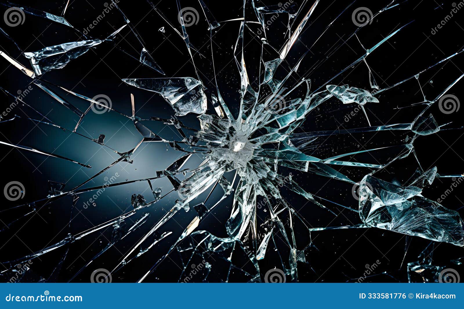 Cracked Glass Object on Black Background, Broken Glass Texture, Broken ...