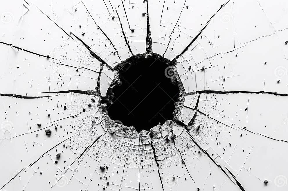 Cracked Glass Panel Isolated Against White Backdrop for Striking Visual ...