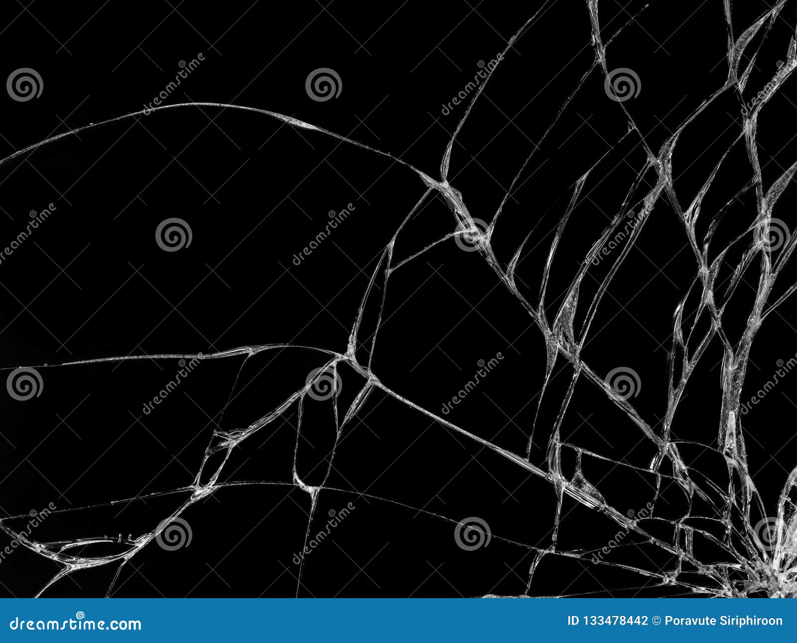 Cracked Glass Texture on Black Background Stock Photo - Image of ...
