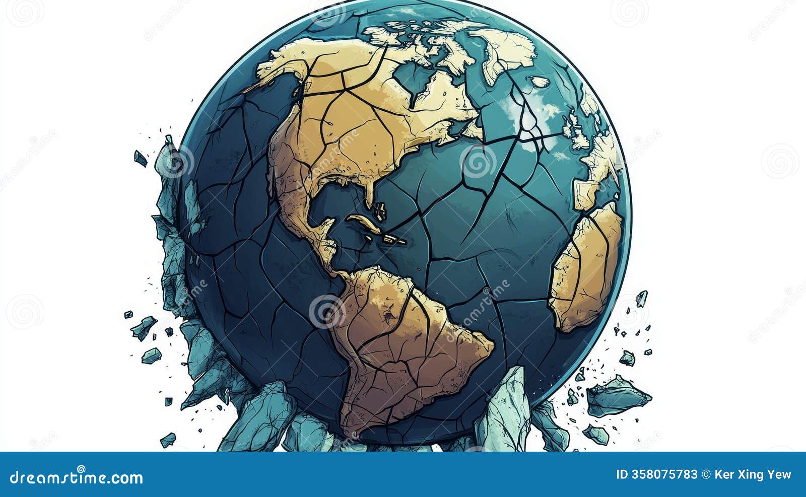 Cracked Globe Illustration Depicting Fragile Earth and Environmental ...