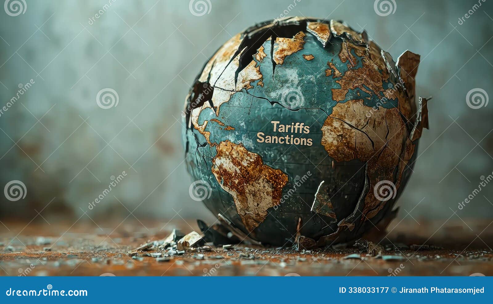 Cracked Globe Representing Tariffs and Sanctions Stock Illustration ...