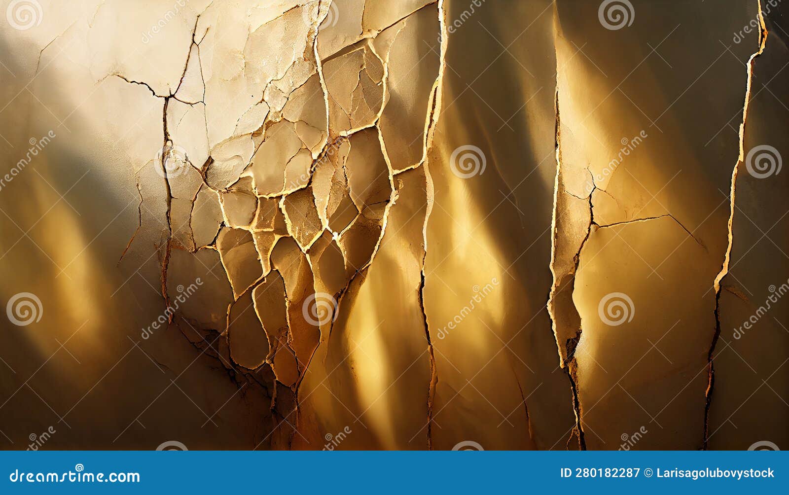 Cracked Gold Broken Texture Sunlight Crashed Wall AI Generated Stock ...