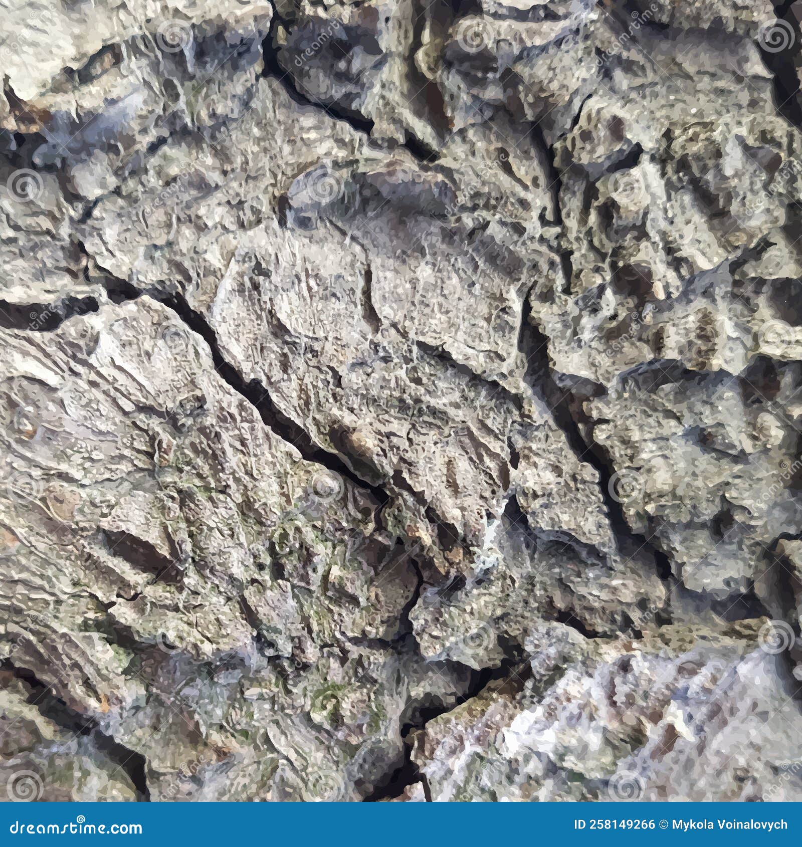 Cracked Gray Tree Bark, Vector Decorative Background Stock Photo ...