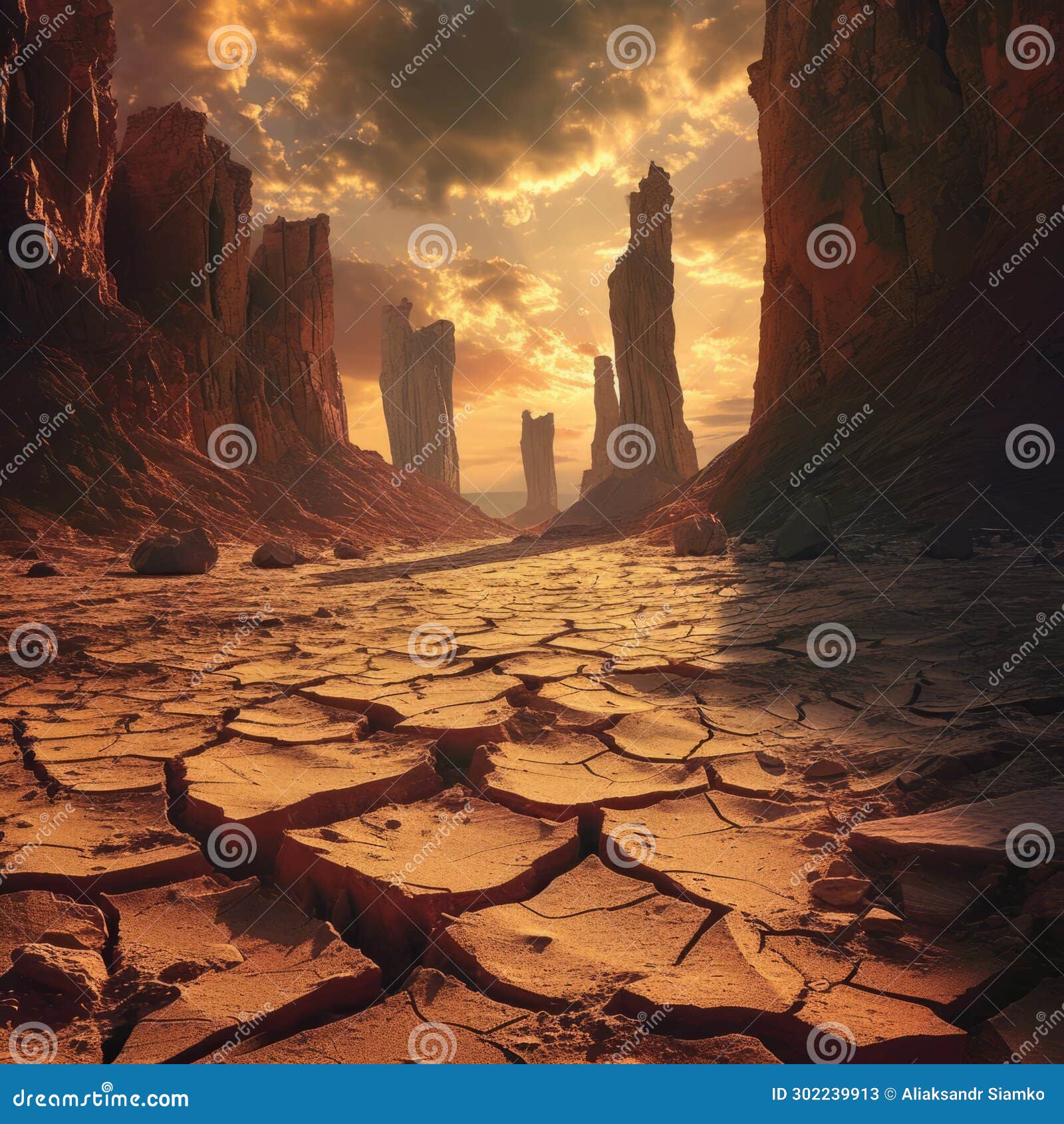 A Cracked Ground in a Desert Stock Image - Image of nature, canyon ...