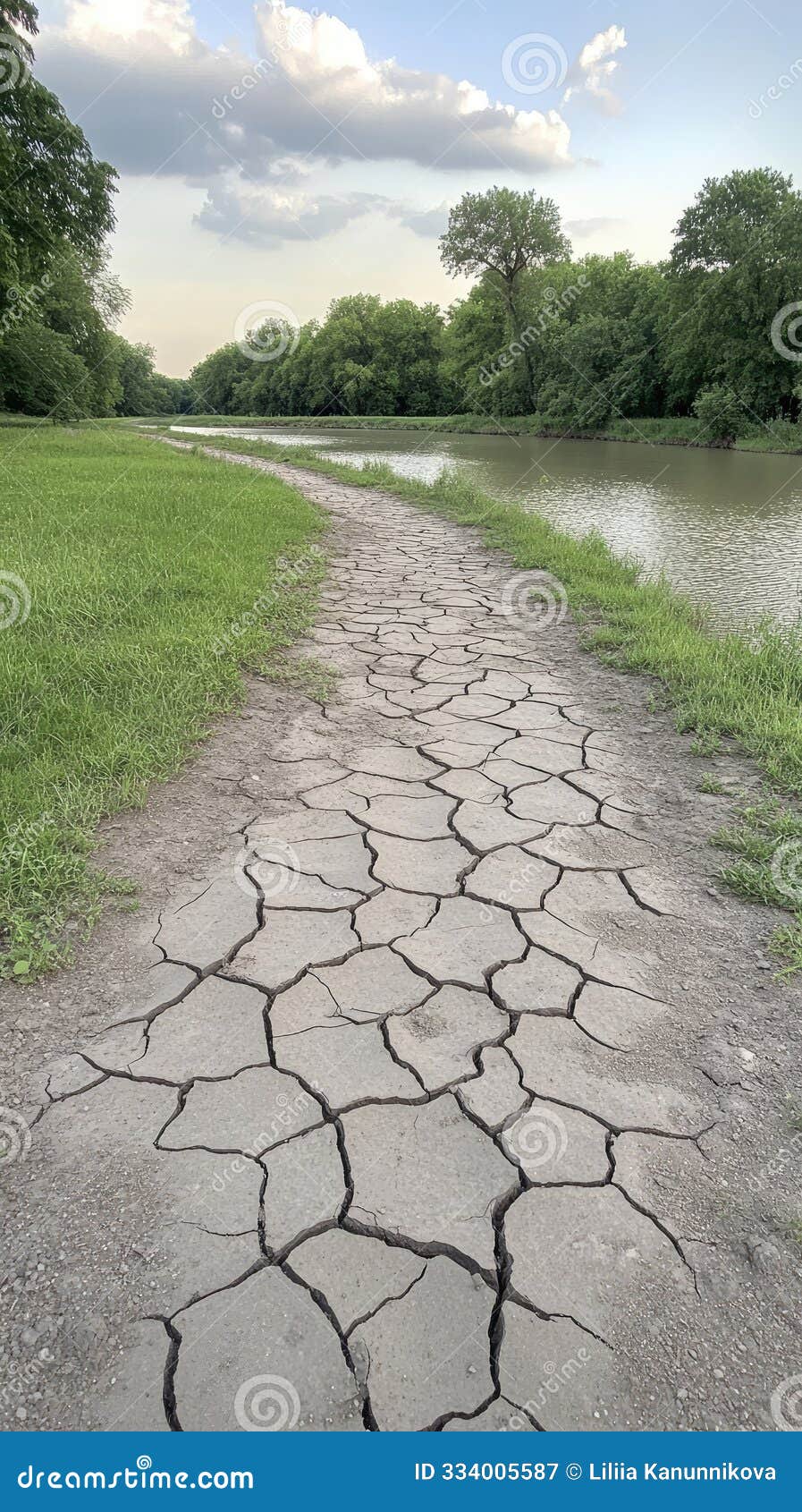 The Cracked Ground of a Riverbed is Prominently Displayed, Showcasing ...