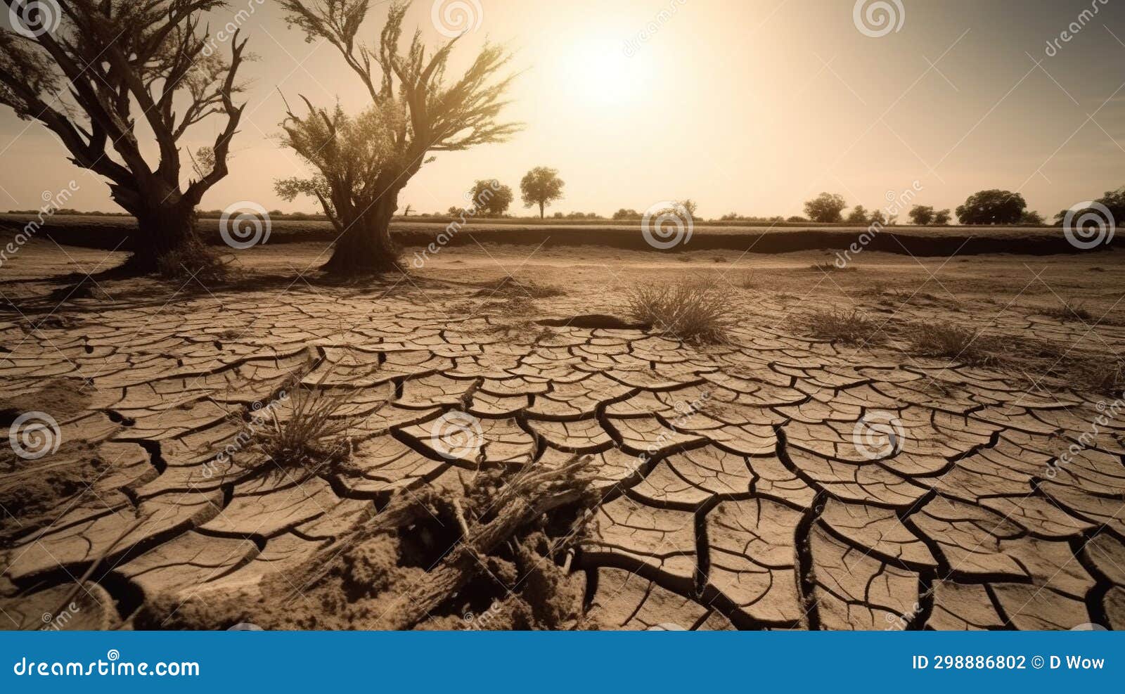 Cracked Ground Surface Due To Drought. Stock Illustration ...