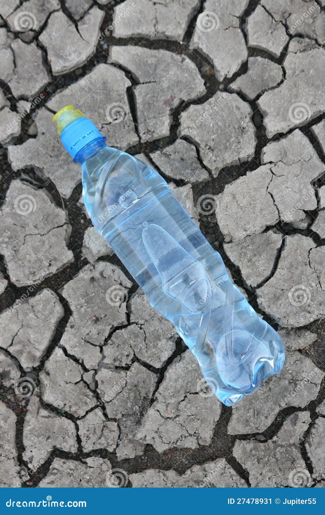 Cracked Ground with Water in a Bottle Stock Image - Image of dehydrated ...