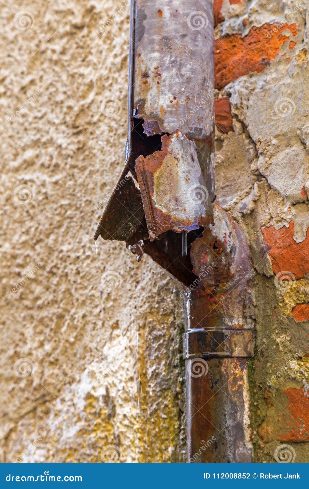 Cracked Gutter at an Old House Stock Photo - Image of rust, rusty ...