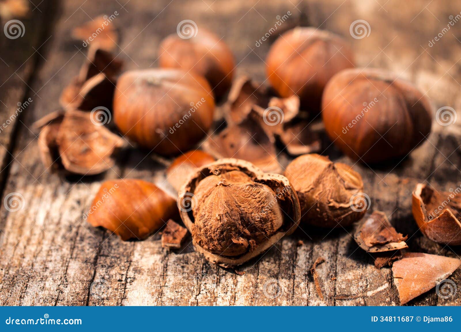 Cracked hazelnut stock image. Image of seasonal, heap - 34811687