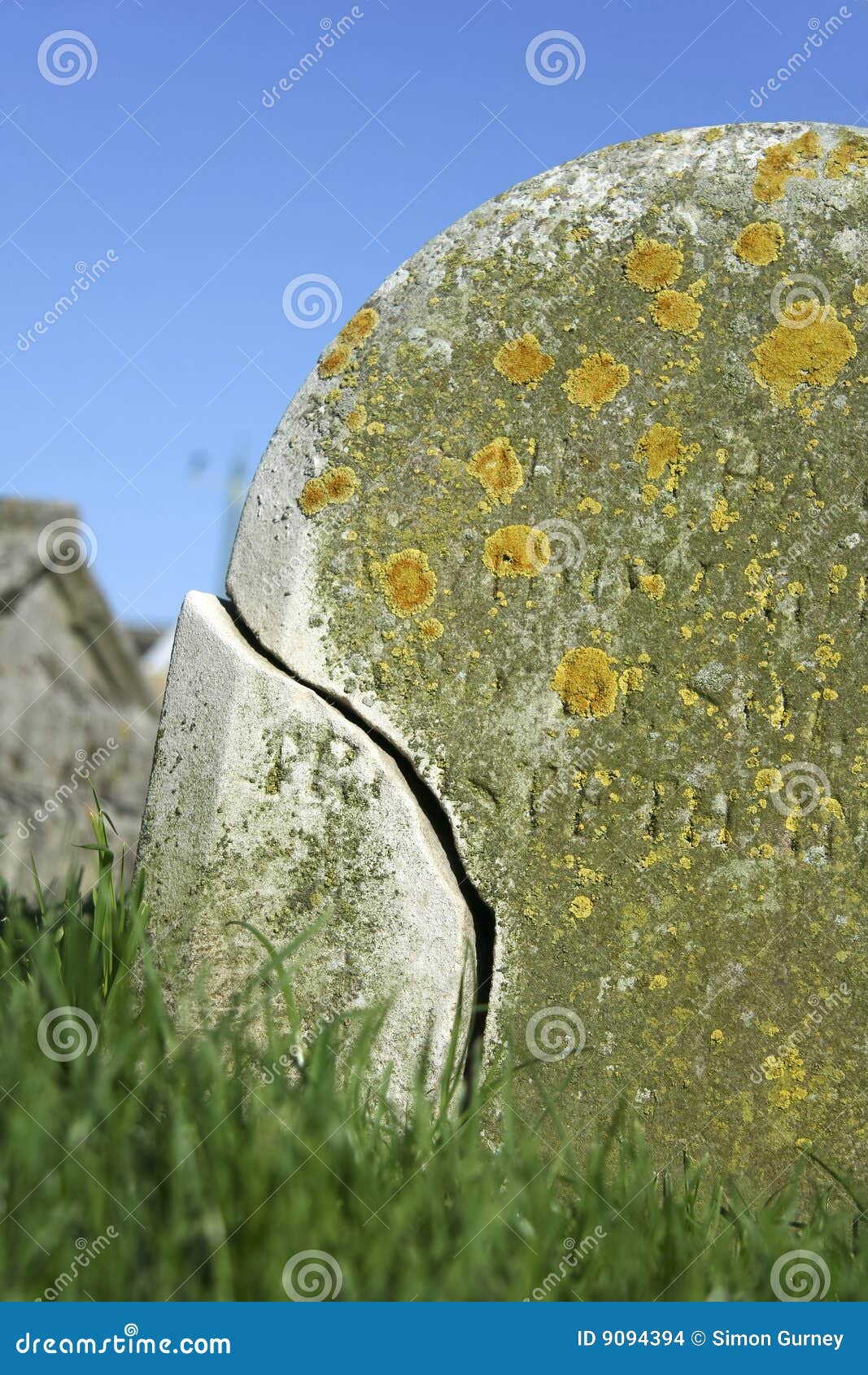 Cracked Headstone Brighton Cemetery Stock Photo - Image of angled ...