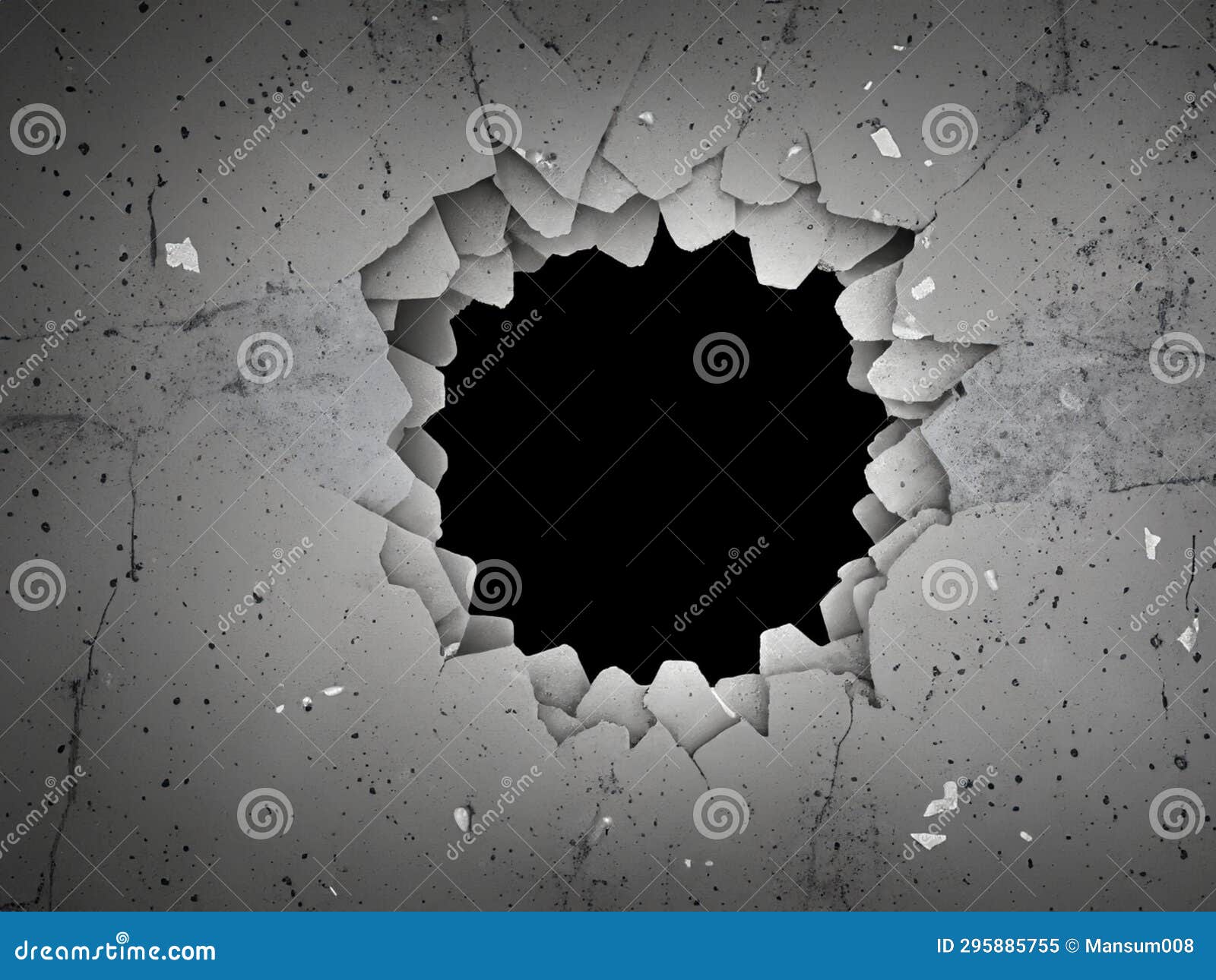 Cracked Hole on Concrete Wall Stock Illustration - Illustration of ...