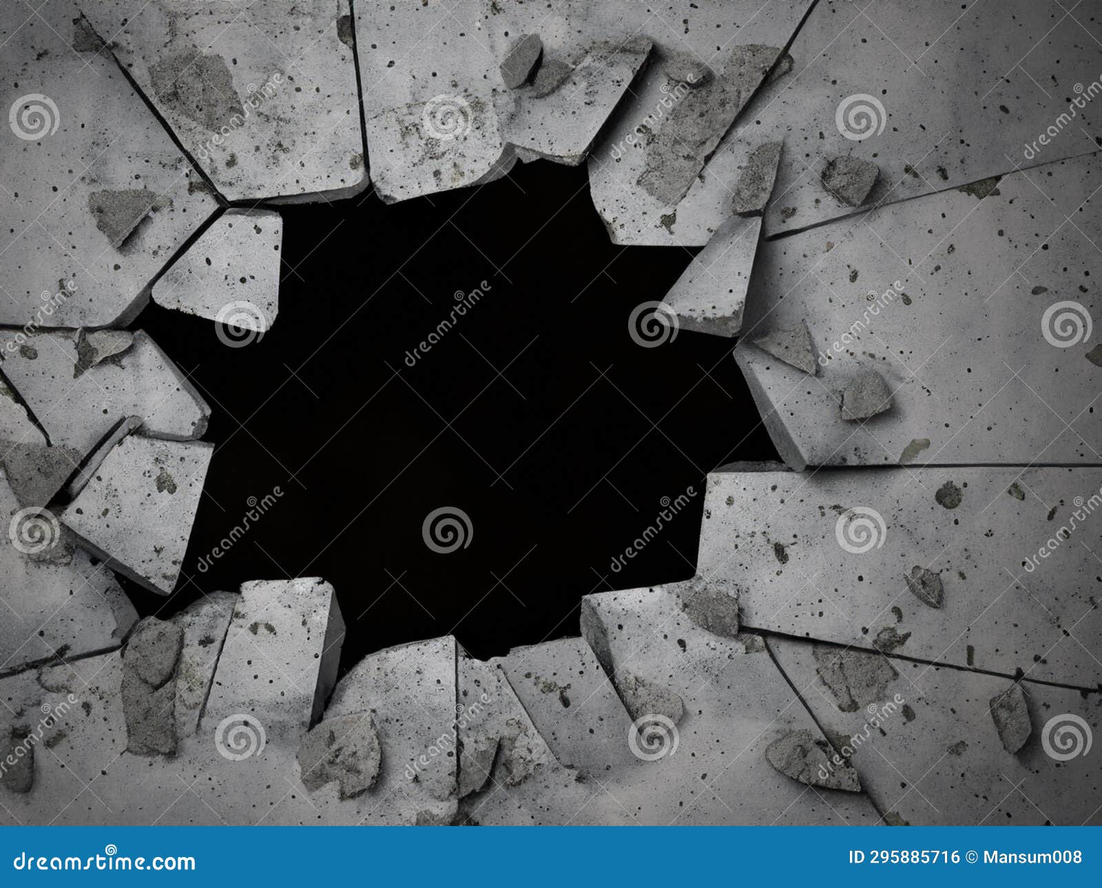 Cracked Hole on Concrete Wall Stock Illustration - Illustration of ...