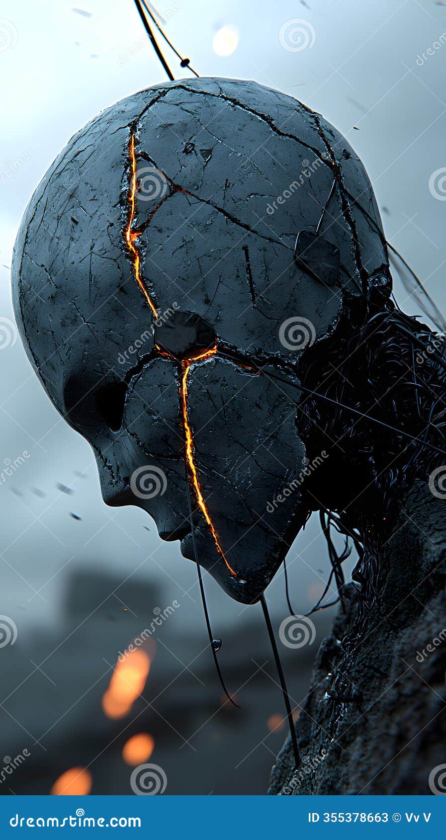 A Humanoid Figure With A Glowing Brain Stands Before Ascending Stairs ...