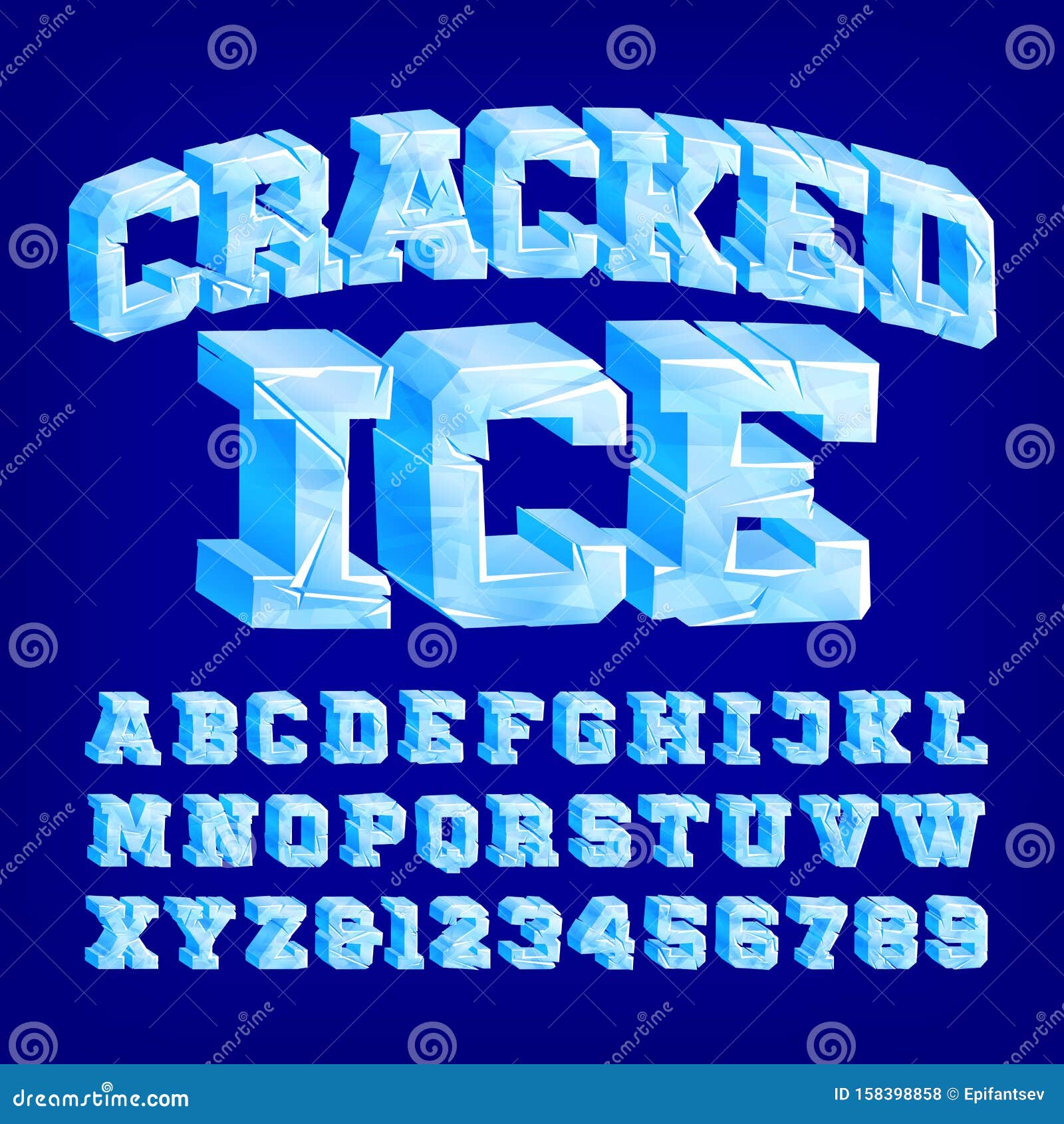 Cracked Ice Alphabet Font 3d Letters And Numbers Stock Vector Illustration Of Vector Winter