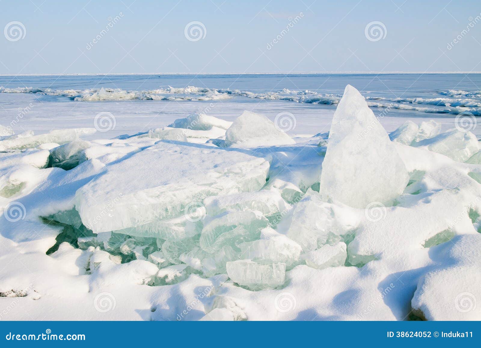 Cracked ice on lake stock photo. Image of season, blue - 38624052