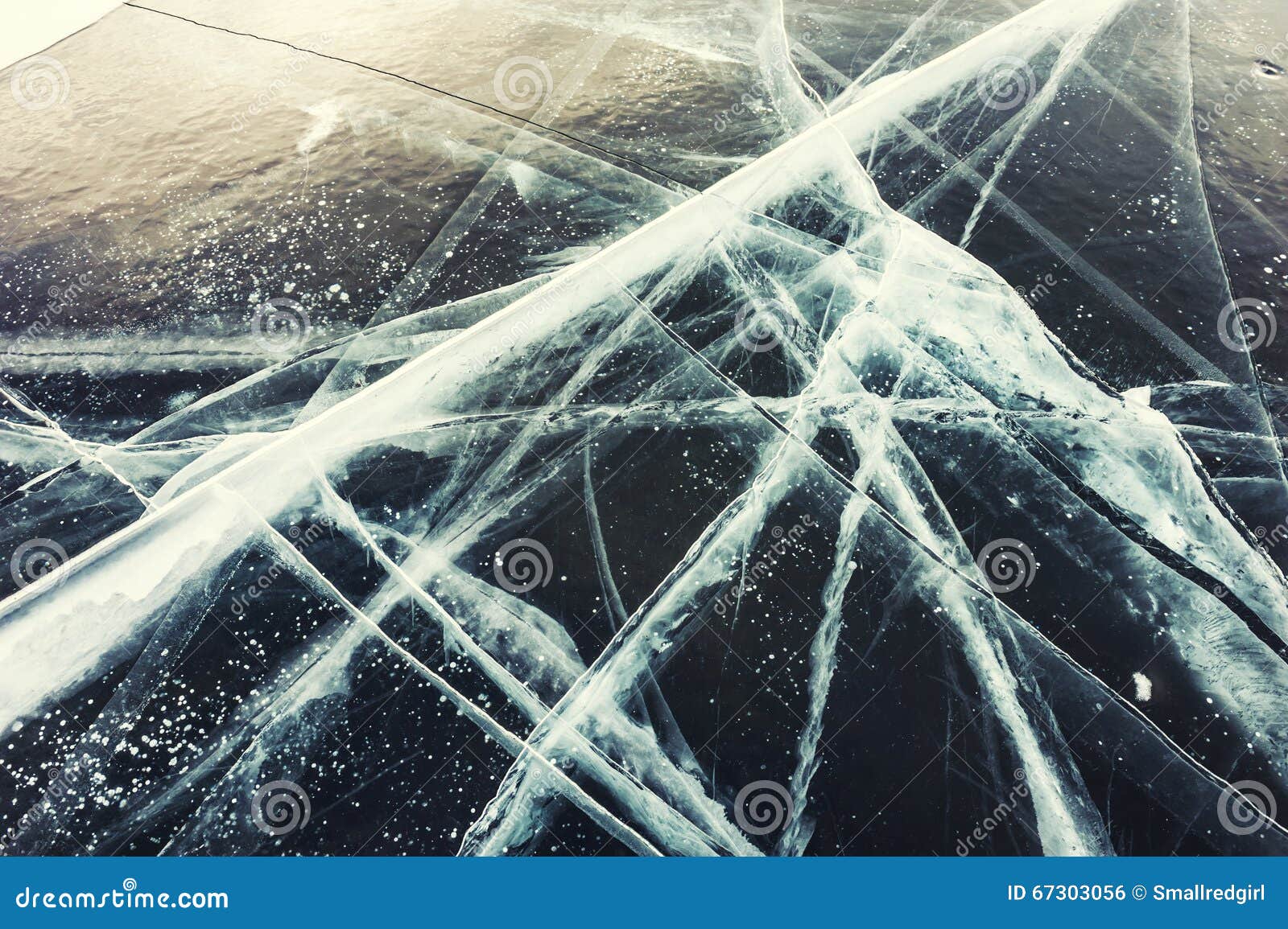 Cracked ice on the lake. stock photo. Image of lake, clear - 67303056