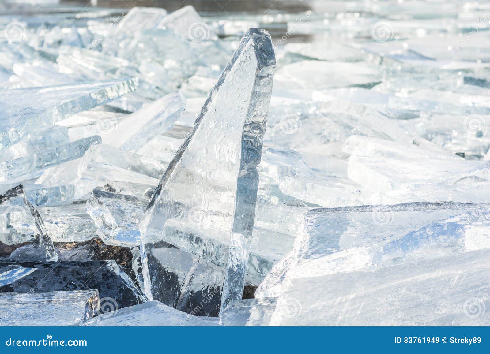 Cracked Ice in the Lake , Winter Landscape Stock Image - Image of ...