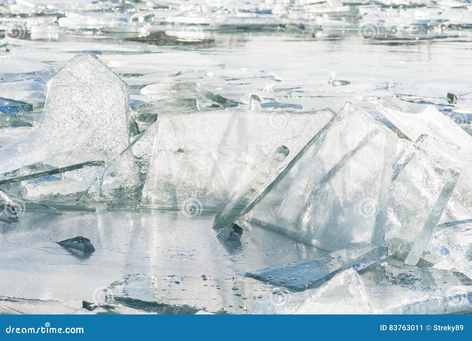 Cracked Ice in the Lake , Winter Landscape Stock Image - Image of ...