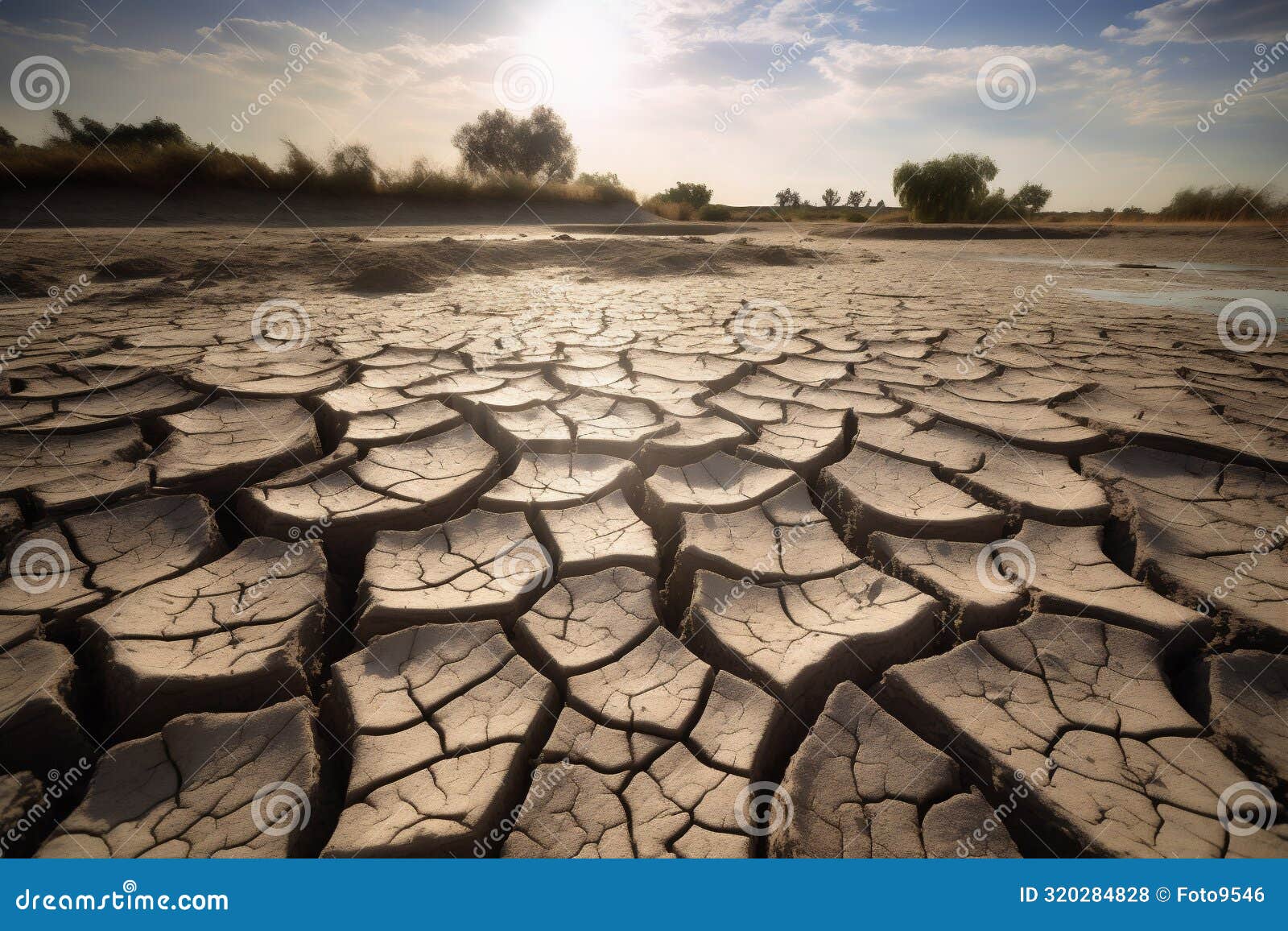 Cracked Land in a Dry Lake Caused by Climate Change. Generative AI Stock Illustration ...