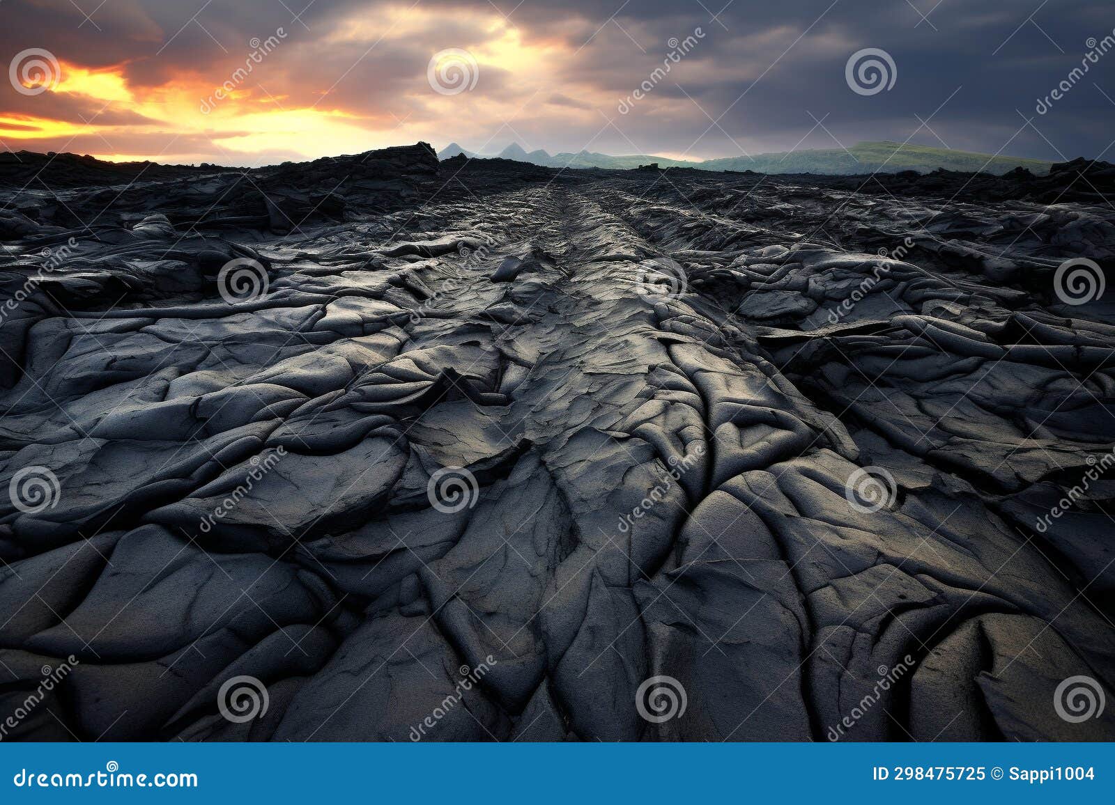 Cracked Lava Texture in Volcanic Landscape Stock Illustration ...