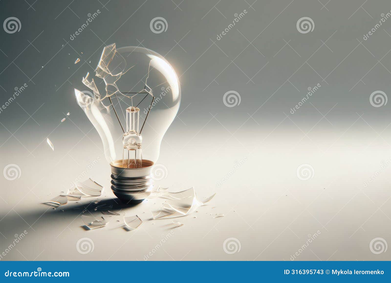 Cracked Light Bulb. Space for Text. Stock Image - Image of sharp ...