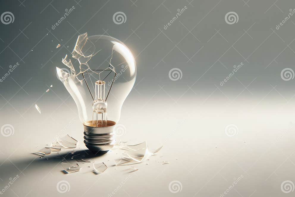 Cracked Light Bulb. Space for Text. Stock Image - Image of sharp ...