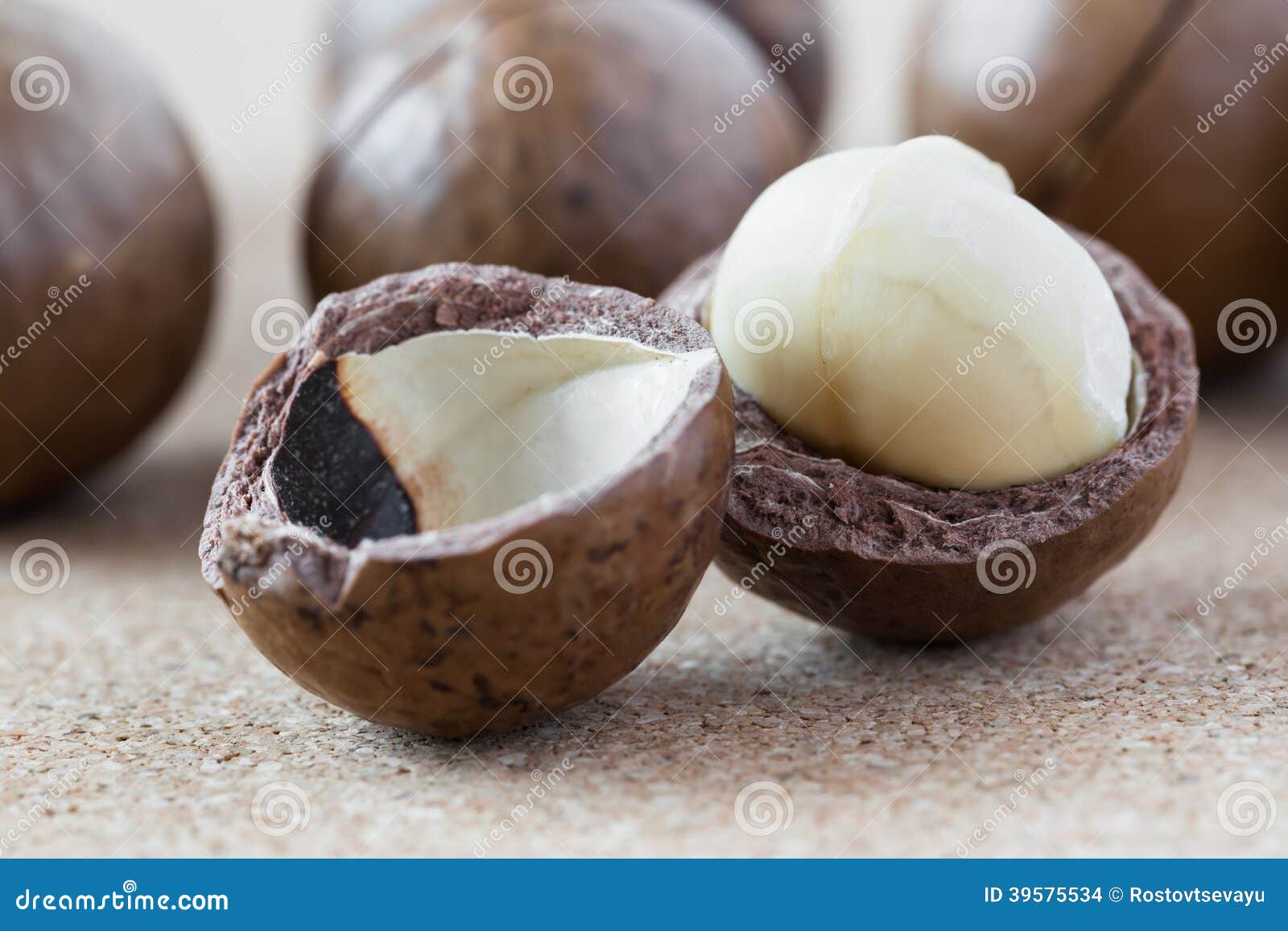 Cracked Macadamia Nut, Close-up. Stock Photo - Image of natural, kernel ...
