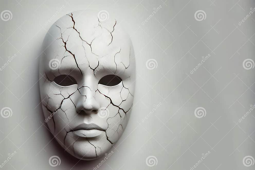Cracked Mask. Space for Text. Stock Photo - Image of neutral ...