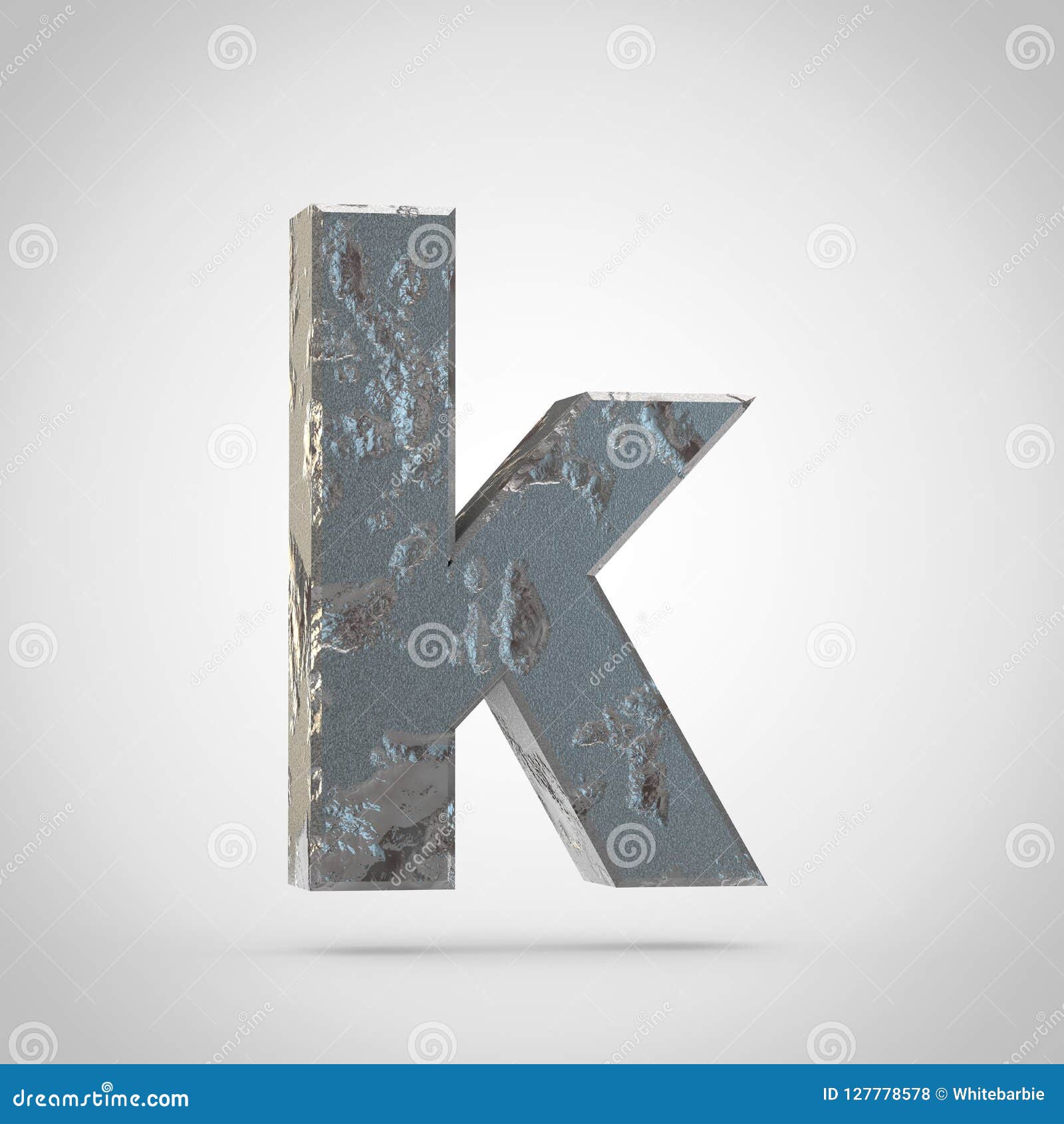 Cracked Metal Letter K Lowercase Isolated on White Background Stock ...