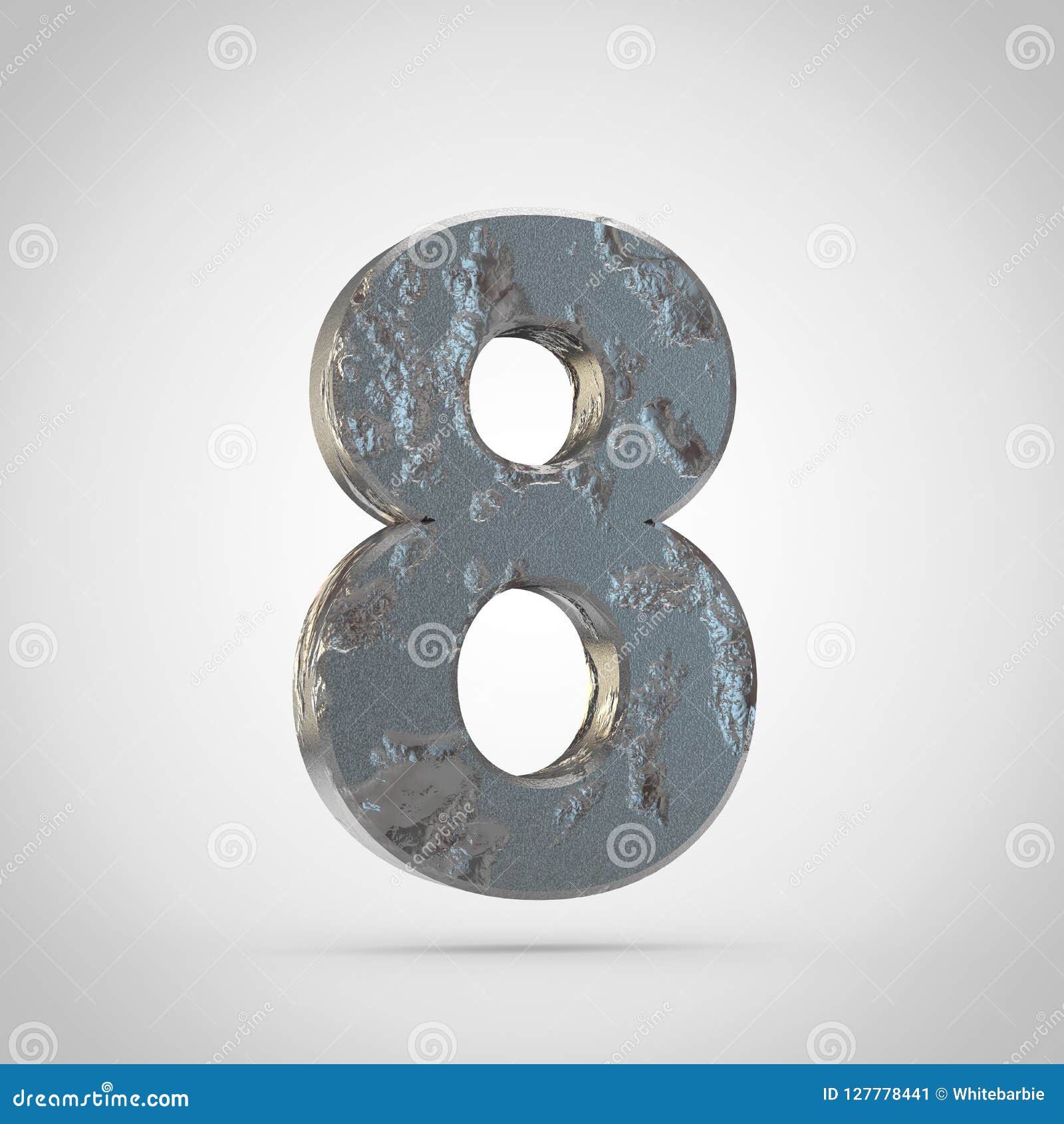 Cracked Metal Number 8 Isolated on White Background Stock Illustration ...