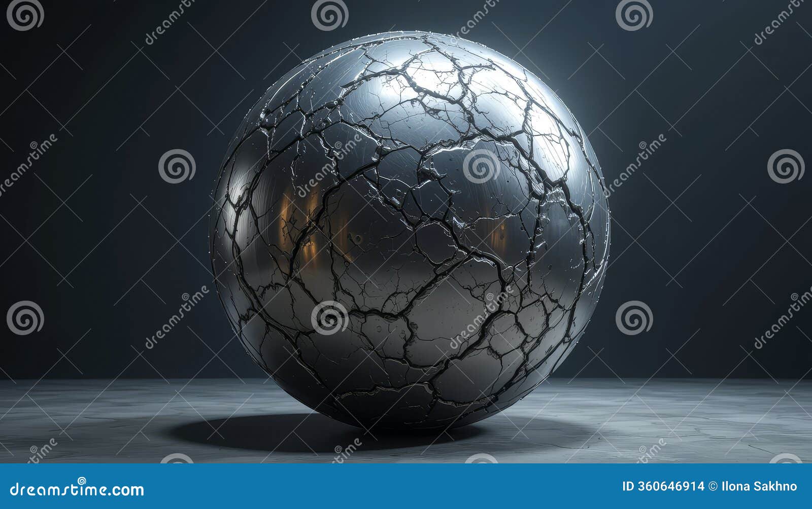 Cracked Metallic Sphere with a Futuristic Glow Stock Photo - Image of ...
