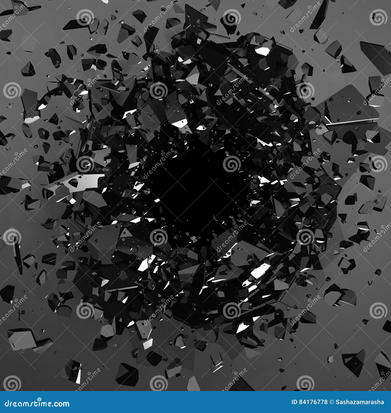 Cracked Metallic Wall Surface with Explosion Demolition Hole Stock ...