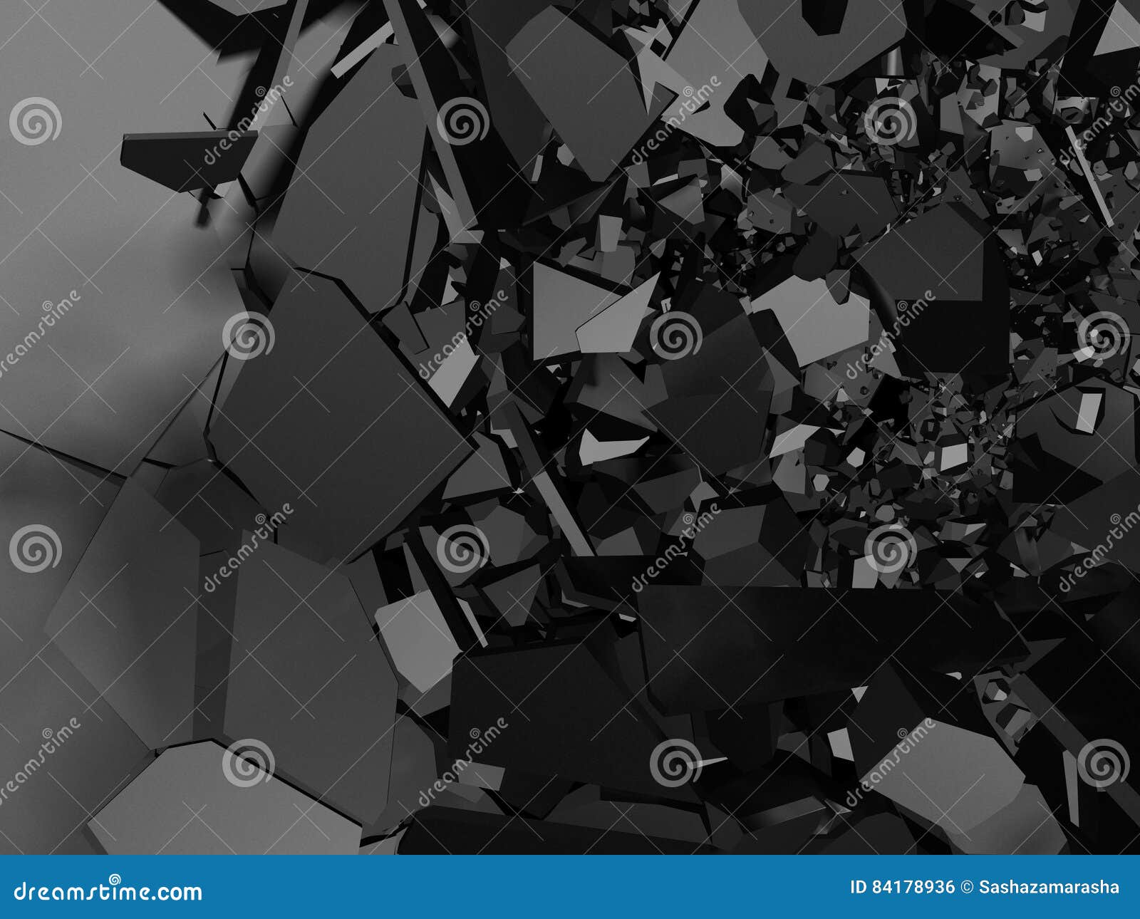 Cracked Metallic Wall Surface with Explosion Demolition Hole Stock ...