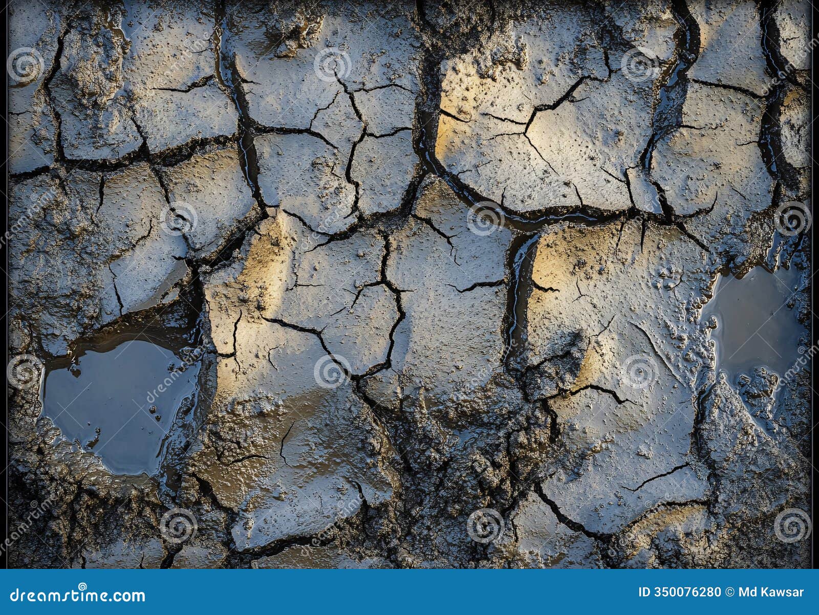 Cracked Mud Ground Texture with Puddle Details High Quality Image Stock ...