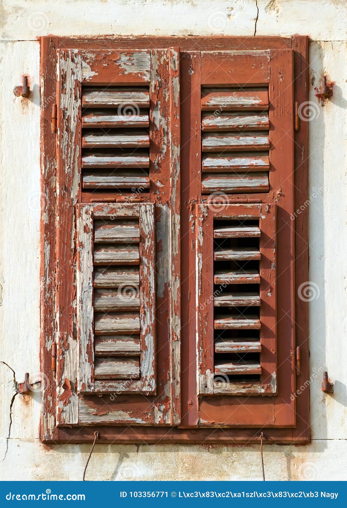 Cracked Old Window Shutters Stock Image - Image of ochre, blinds: 103356771
