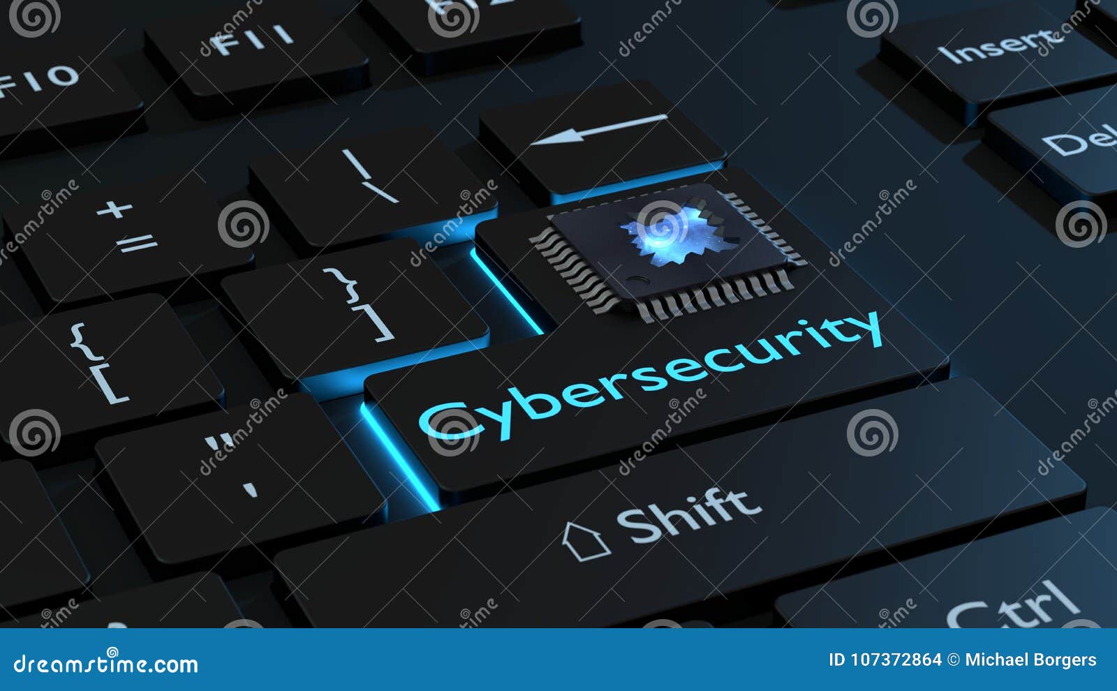 Cybersecurity Keyboard Wordcloud On White Desk With Pen Stock ...