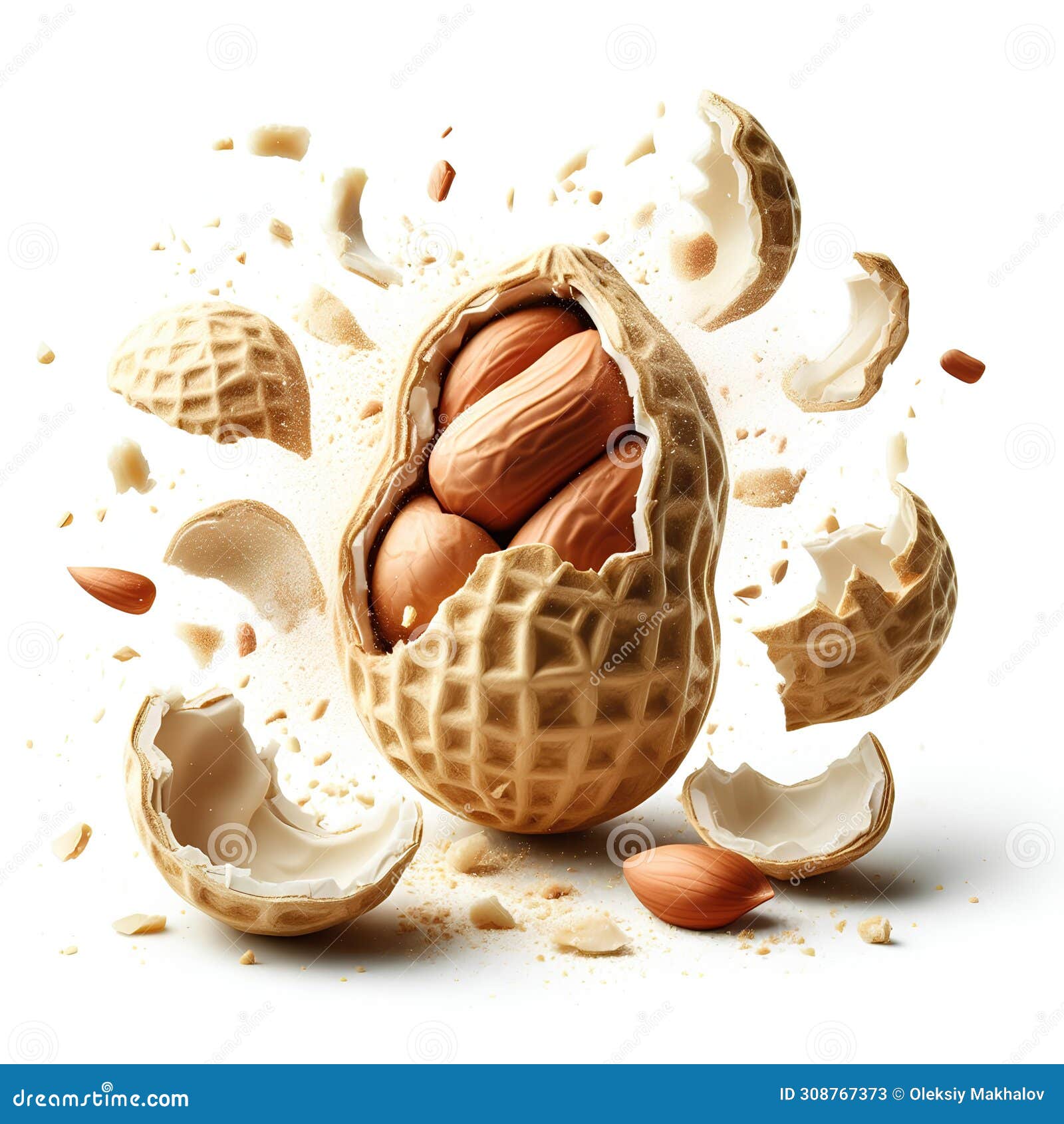 Cracked Peanut Isolated on White Background Stock Illustration ...