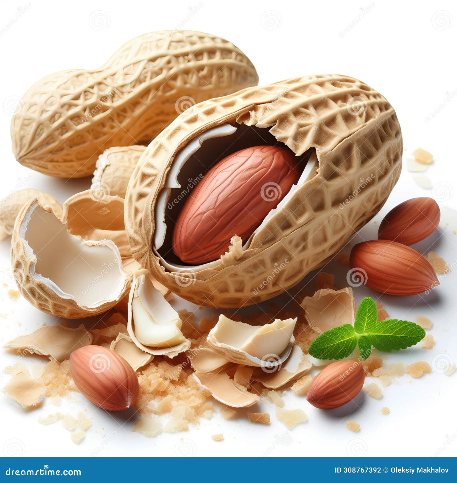 Cracked Peanut Isolated on White Background Stock Illustration ...