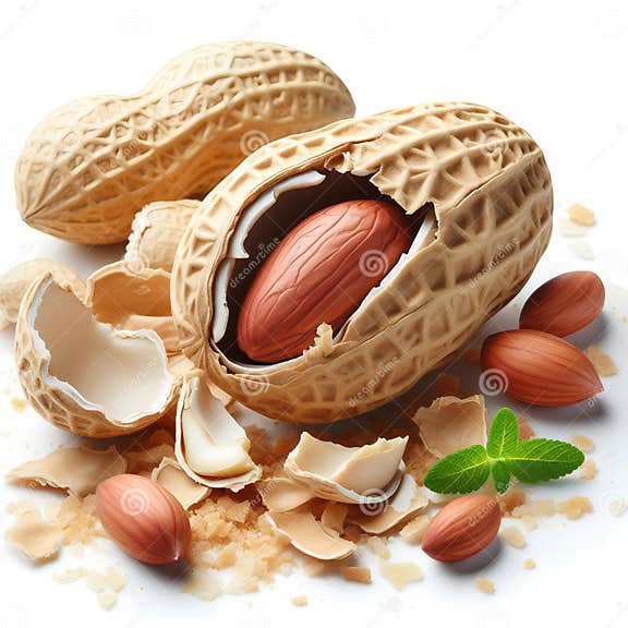 Cracked Peanut Isolated on White Background Stock Illustration ...