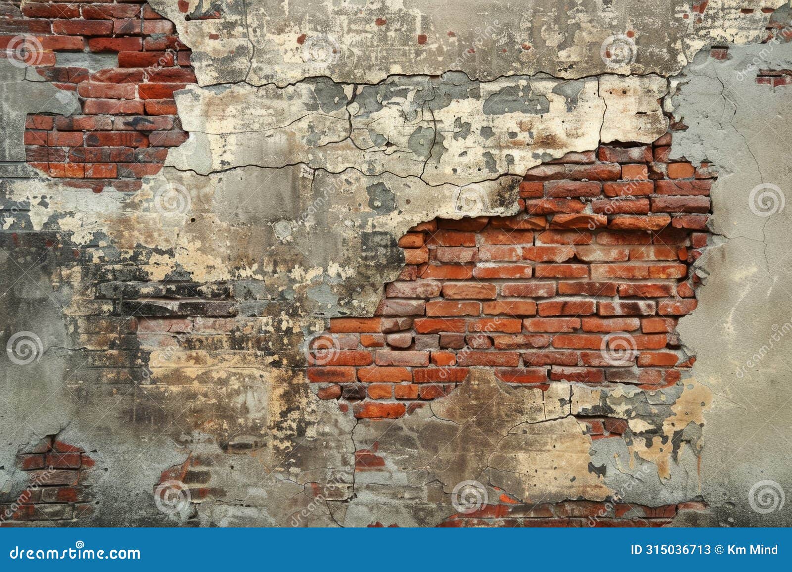 Decayed Plaster Revealing Brick Wall Texture Stock Illustration ...