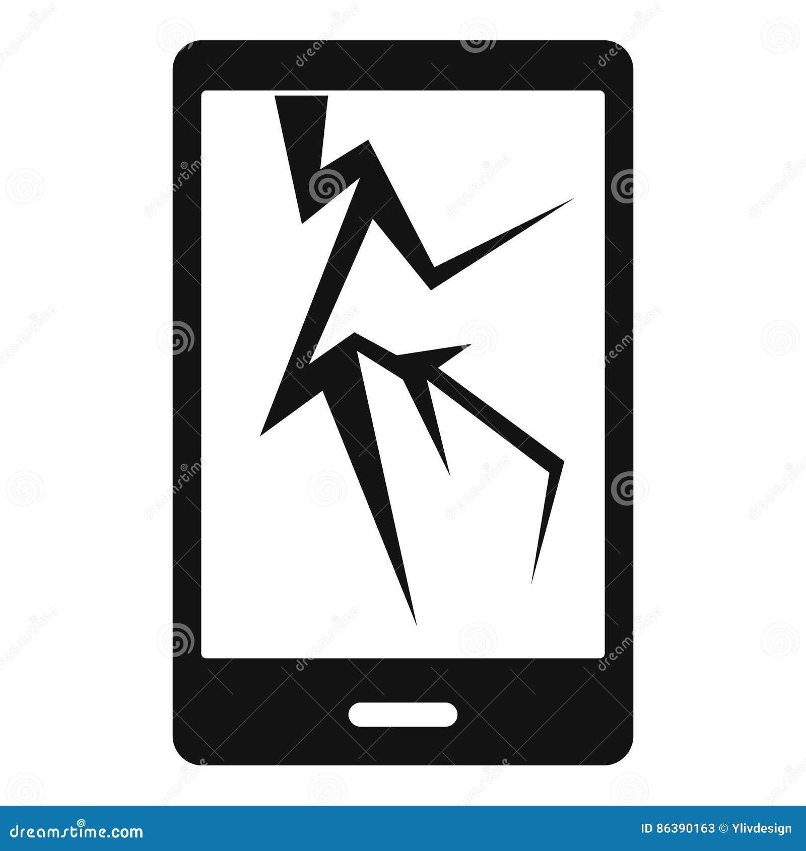 Cracked Phone Icon, Simple Style Stock Vector - Illustration of crack ...
