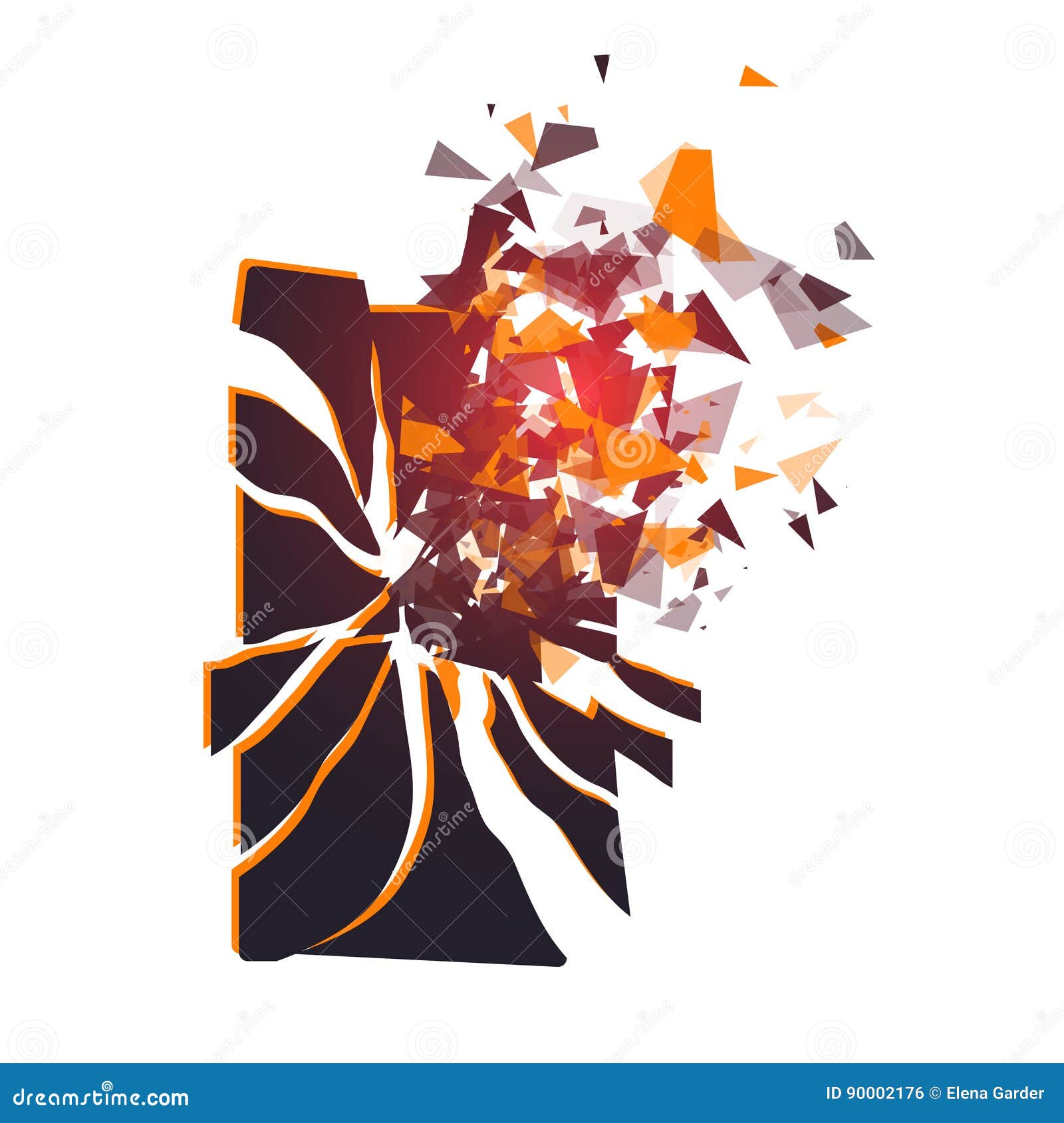 Cracked Phone Screen Shatters into Pieces. Broken Smartphone Split by ...