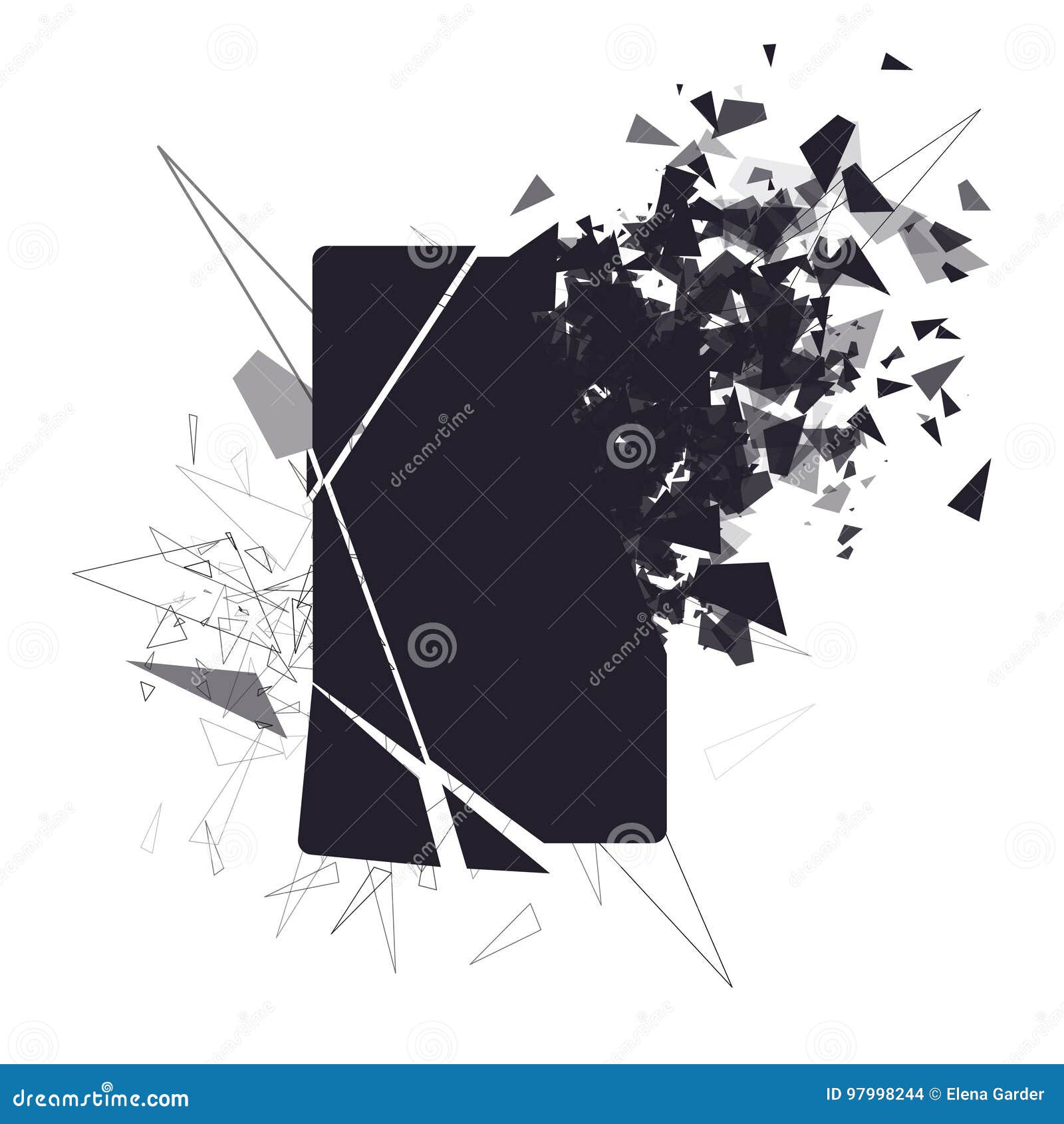 Cracked Phone Screen Shatters Into Pieces. Broken Smartphone Split By ...