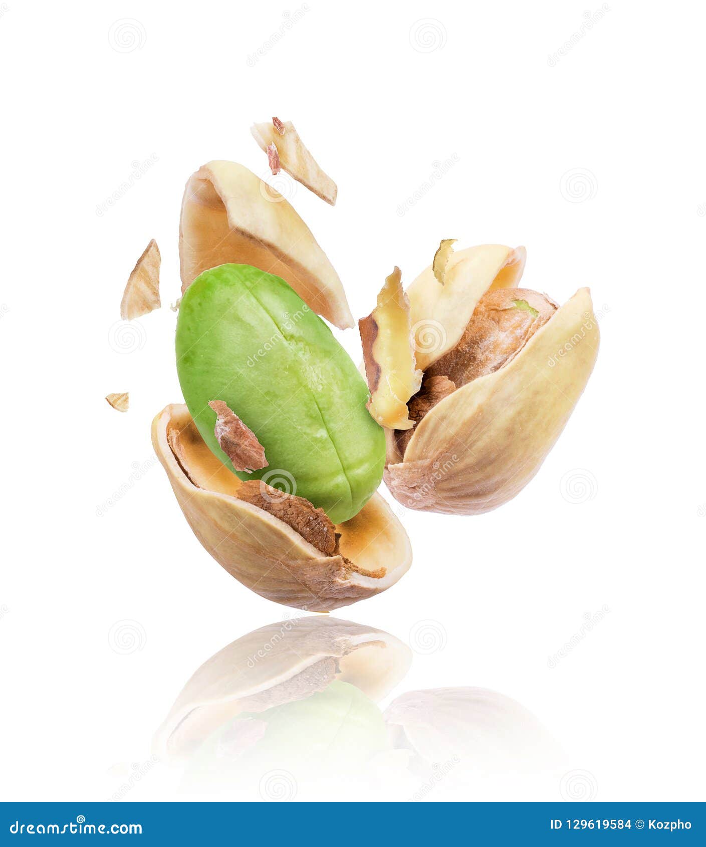 Cracked Pistachios Close-up Isolated on White Background Stock Photo ...
