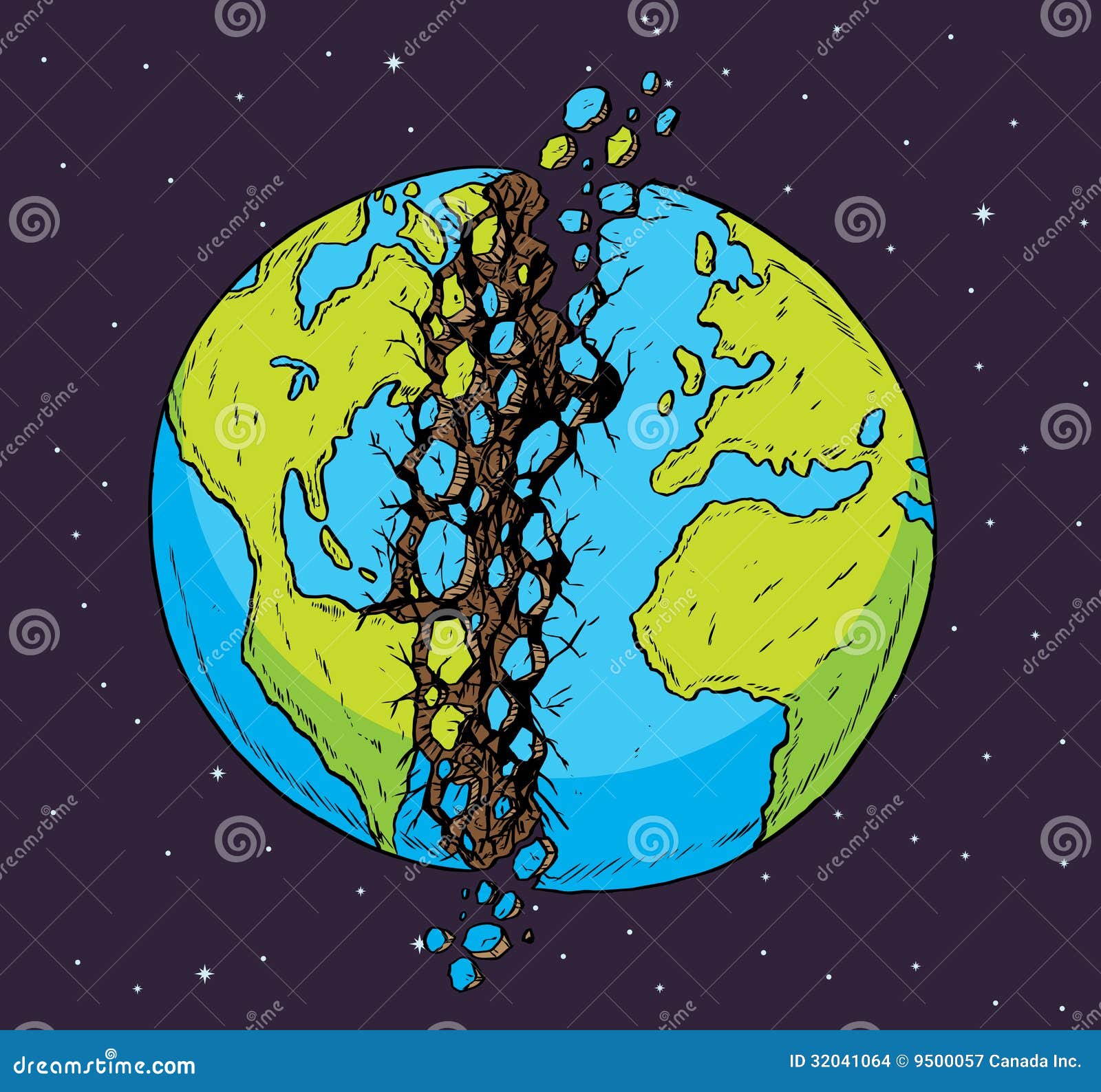 Cracked Planet stock vector. Illustration of dangerous - 32041064