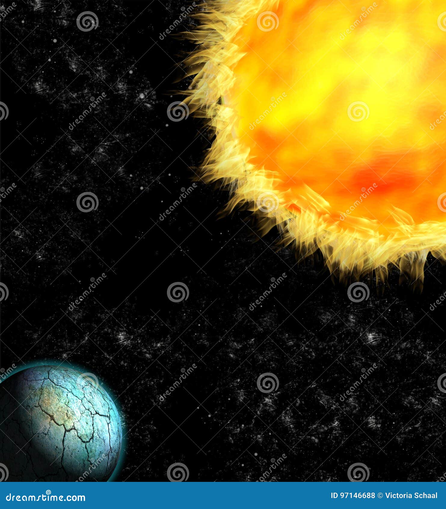 Cracked Planet Enlightened by the Sun & X28;3D Illustration& X29; Stock ...