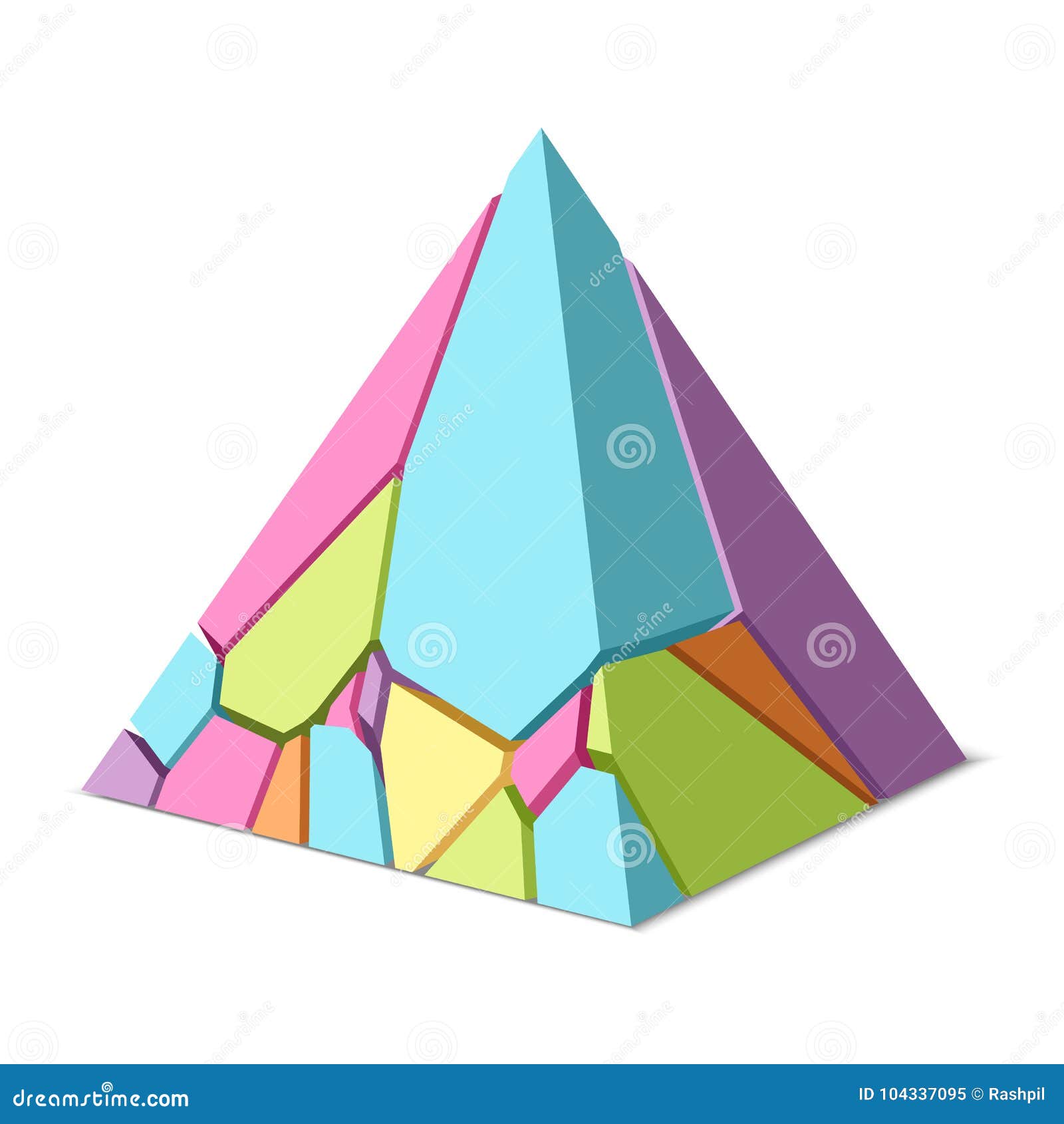 Cracked colored pyramid stock illustration. Illustration of concept ...