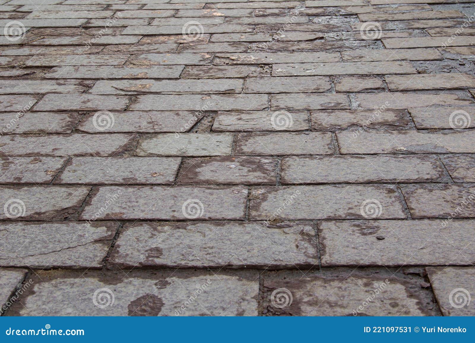 Cracked Rectangular Tiles on the Sidewalk Stock Image - Image of cement ...