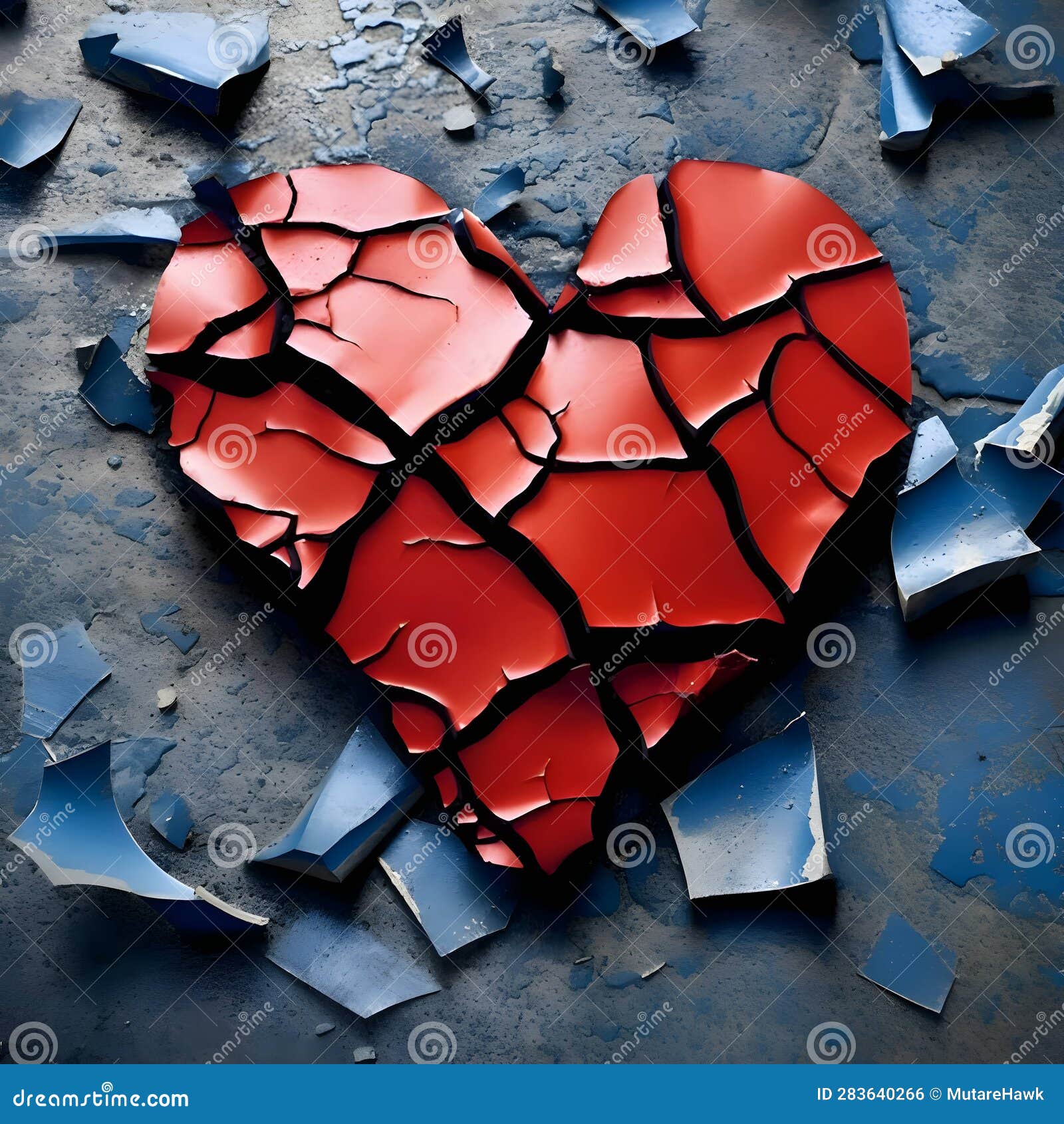 Cracked red heart 3D stock vector. Illustration of passion - 283640266
