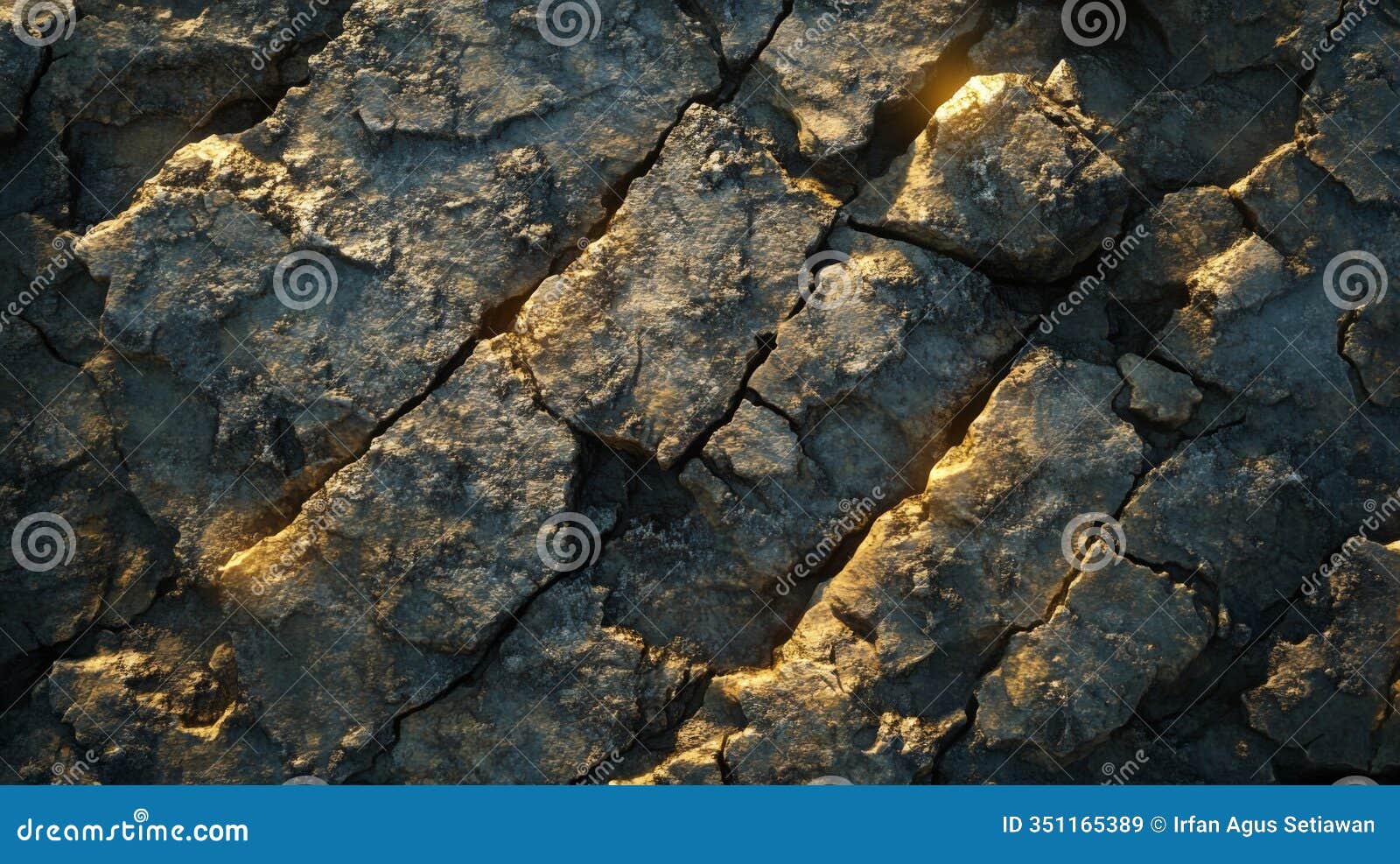 Cracked Rock Surface Illuminated by Golden Light Stock Illustration ...